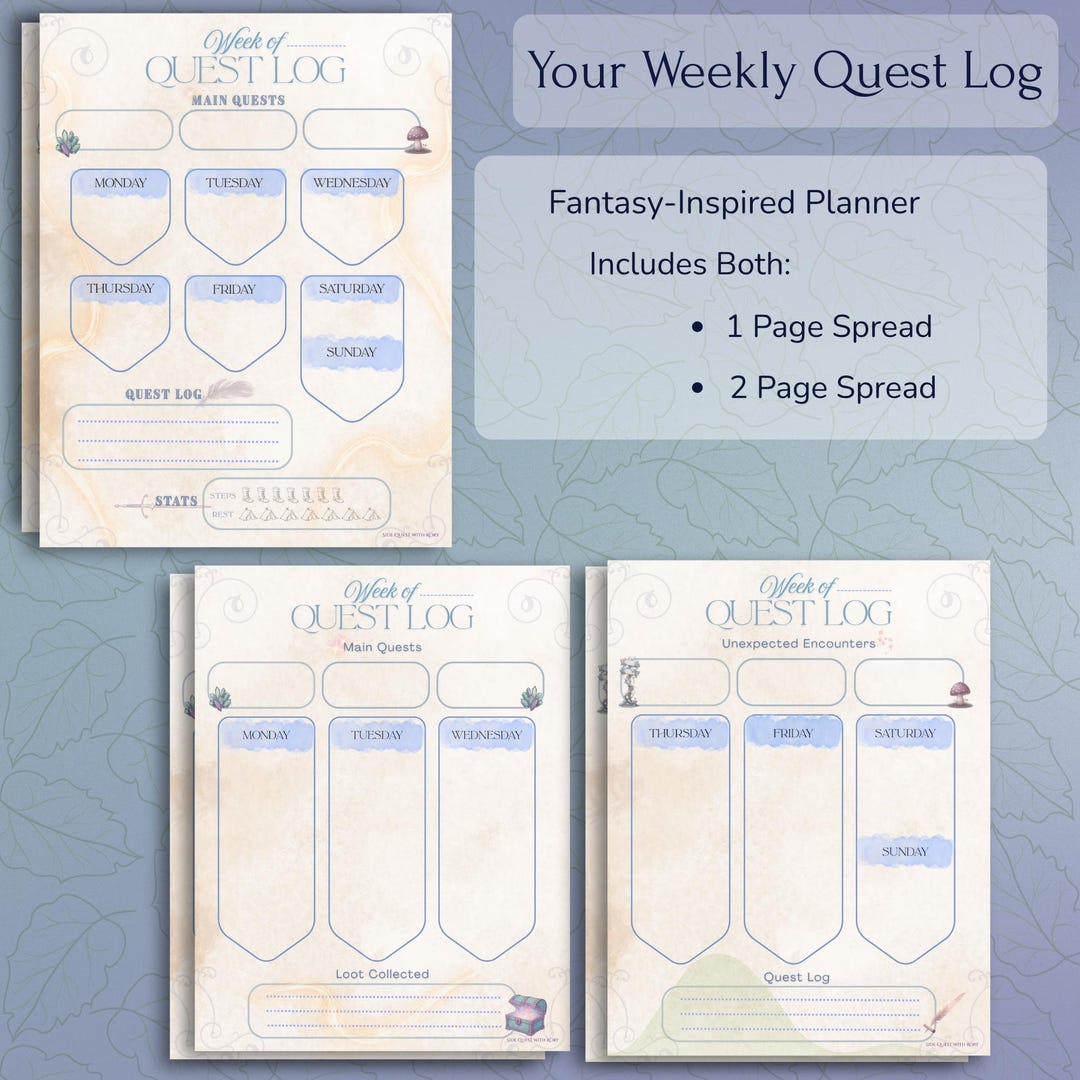 Cozy Fantasy Weekly Planner | Printable PDF | Adhd-friendly Planner ...