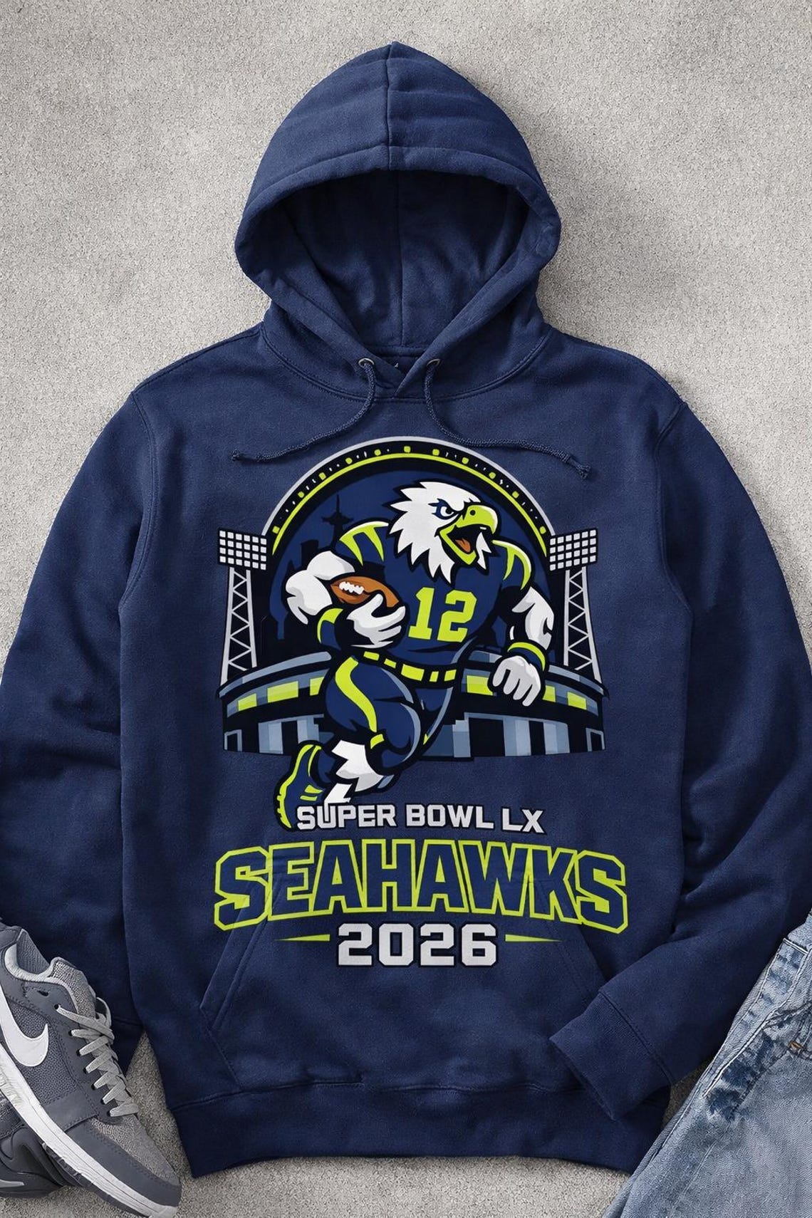 Seattle Football 2026 Champion PNG Hawk Mascot Trophy 12th Fan ...