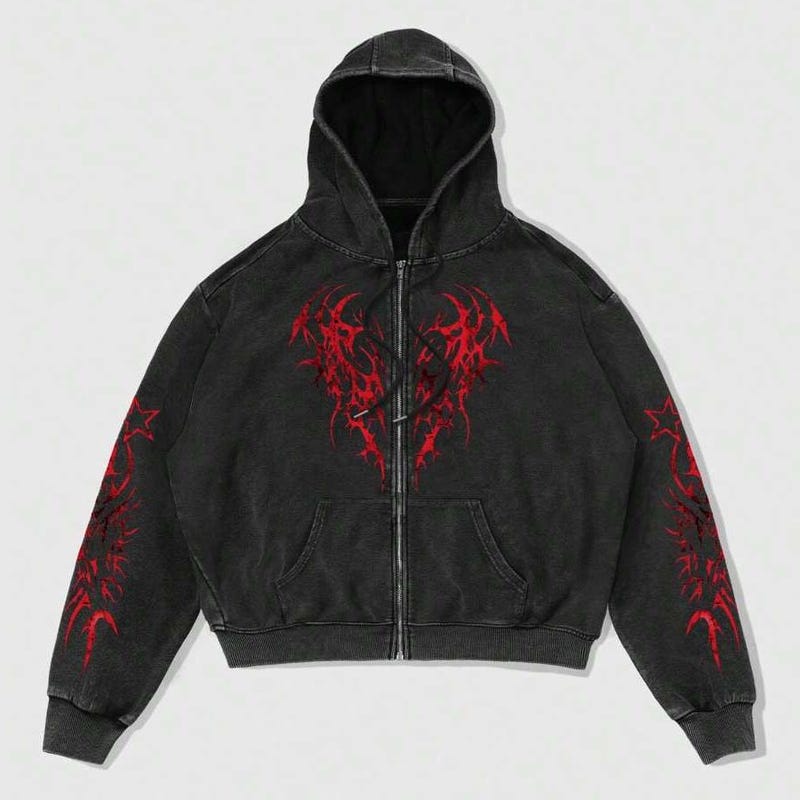 Oversized Hoodie Zip Grunge - Etsy