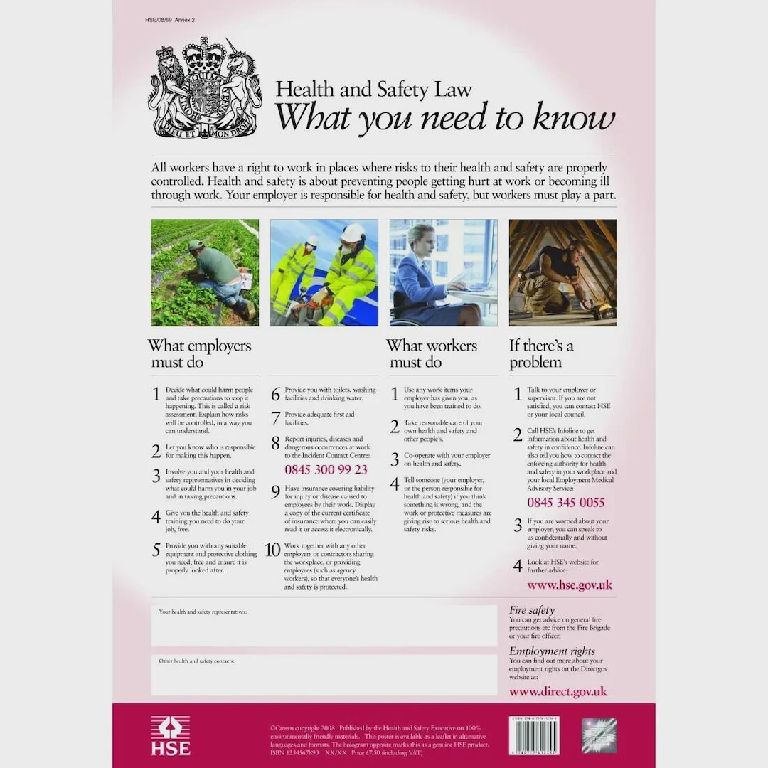 HSE Health & Safety Law Poster (FWC30) – A3 Size | Official HSE ...