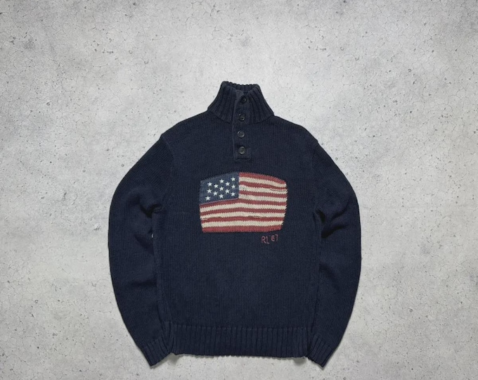 Polo Ralph Lauren USA Flag RL 67 Vintage Knitted Sweater - Etsy