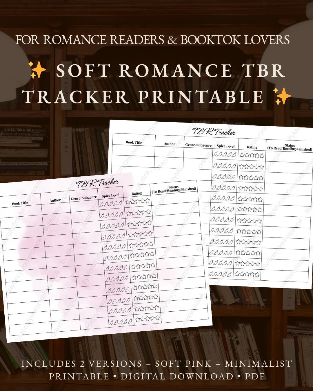 Soft Romance TBR Tracker Printable | Reading Journal Insert (digital ...