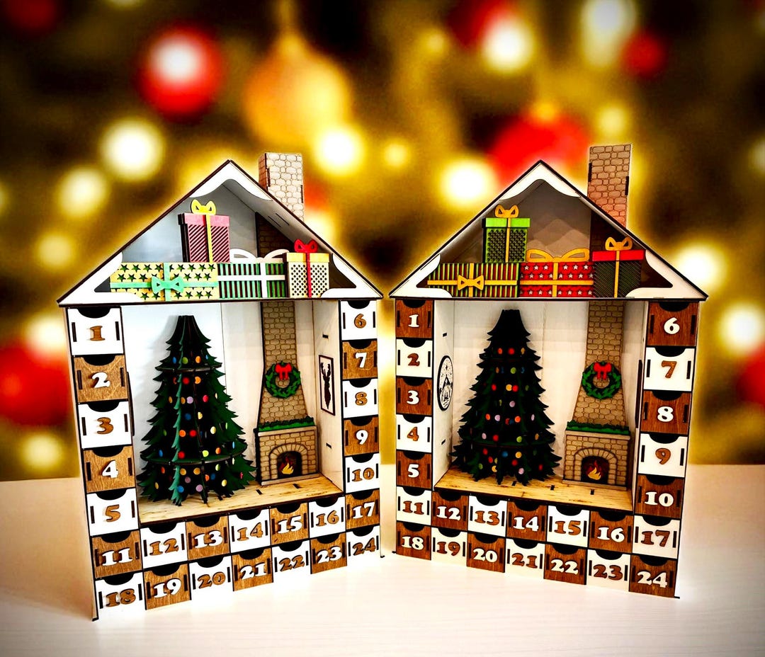 Wood Advent Calendar Laser Cut File, Christmas Home (svg, Dxf, Dwg, Ai ...