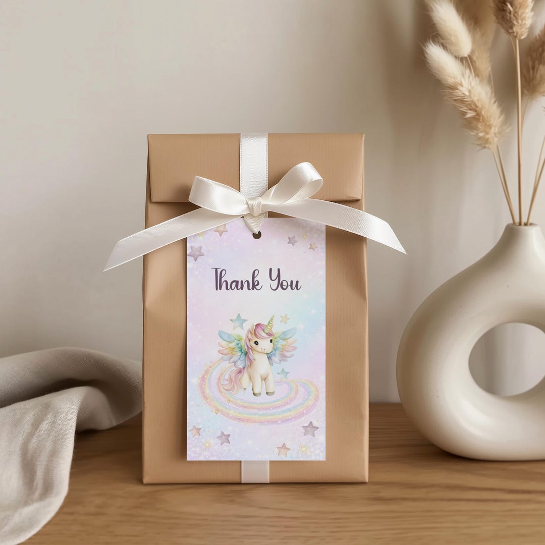 Editable Unicorn Favor Tag, Pastel Birthday Party, Treat Bag Label ...