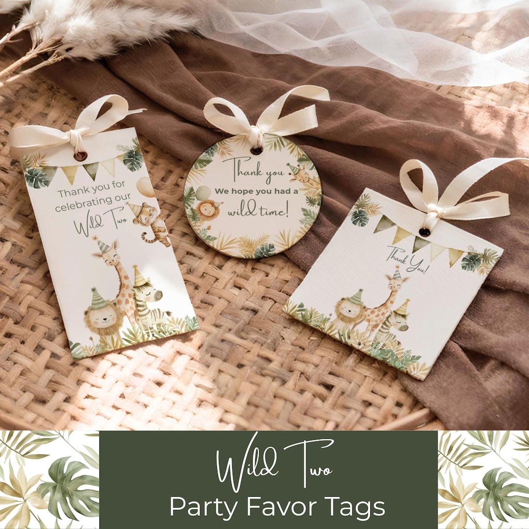 Two Wild Party Favor Tags | Safari Birthday Printable | Jungle Two Wild ...