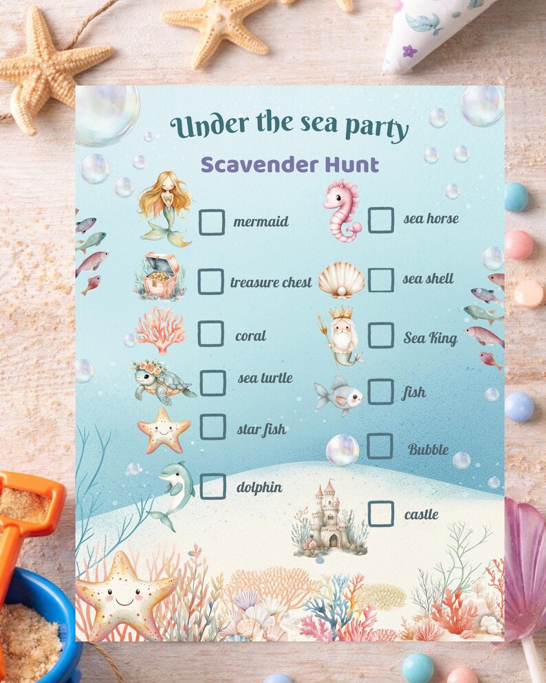 Under the Sea Scavenger Hunt for Kids – Ocean Party Game Printable - Etsy
