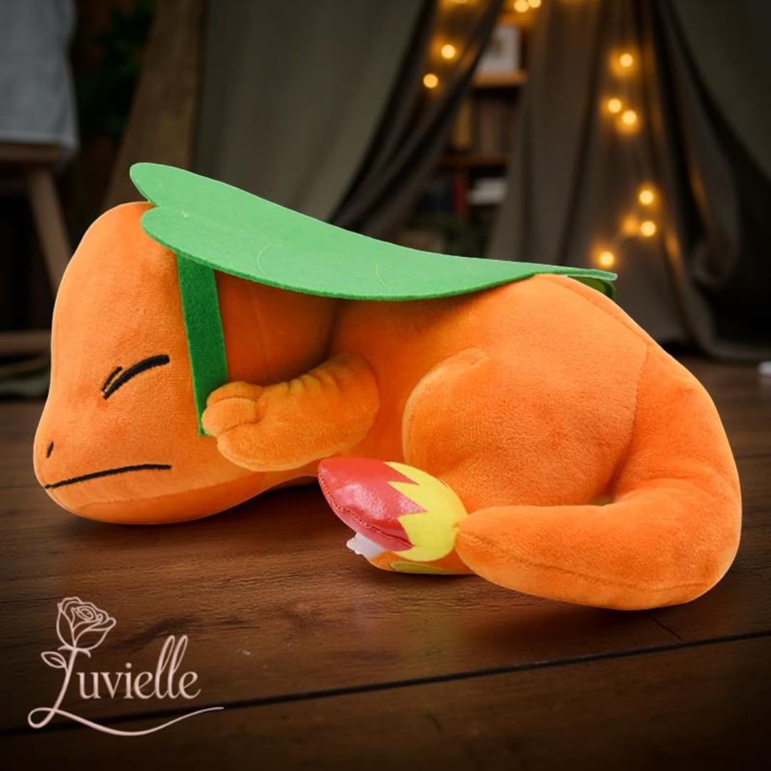 Kawaii Charmander Plush – Sleeping Pokémon Plush Toy With Leaf Blanket ...