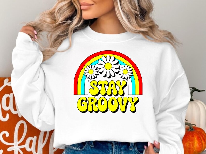 Hippie & Groovy PNG Bundle | Retro 70s Smiley Faces | Flower Power ...