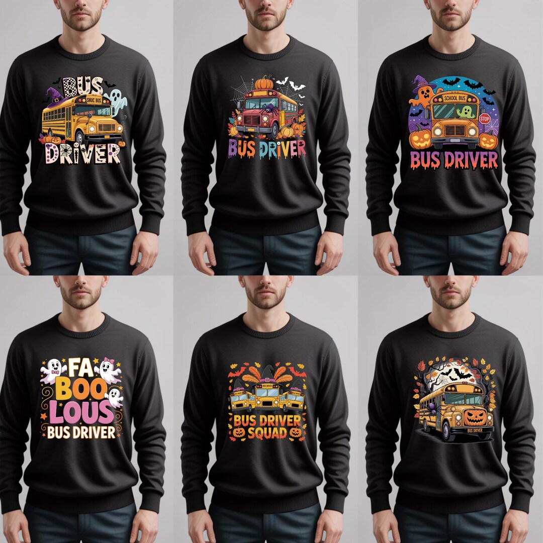 Funny Bus Driver Halloween PNG Bundle: Spooky Sublimation Designs ...