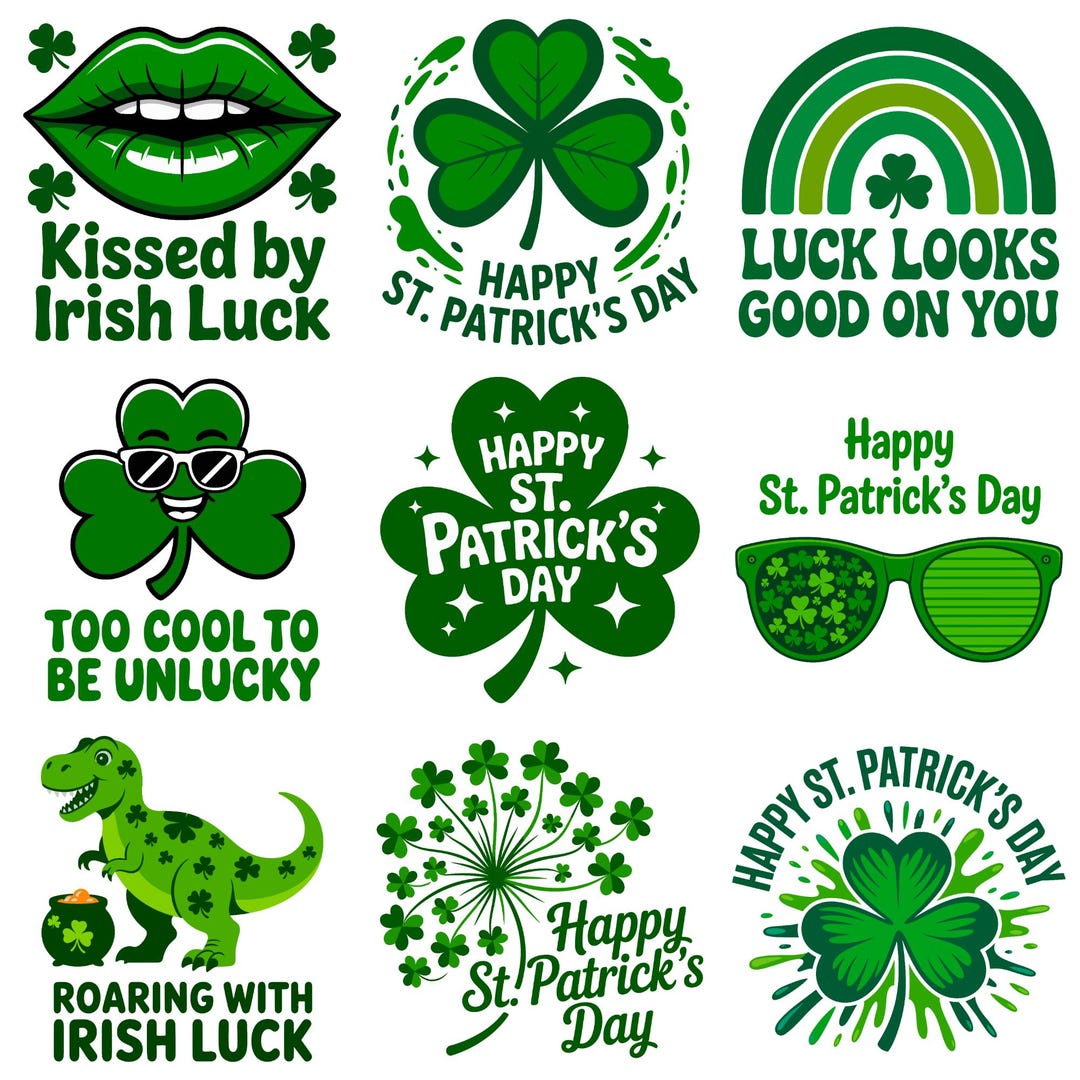 St. Patrick’s Day Clipart Bundle | Shamrock & Clover PNG Designs ...