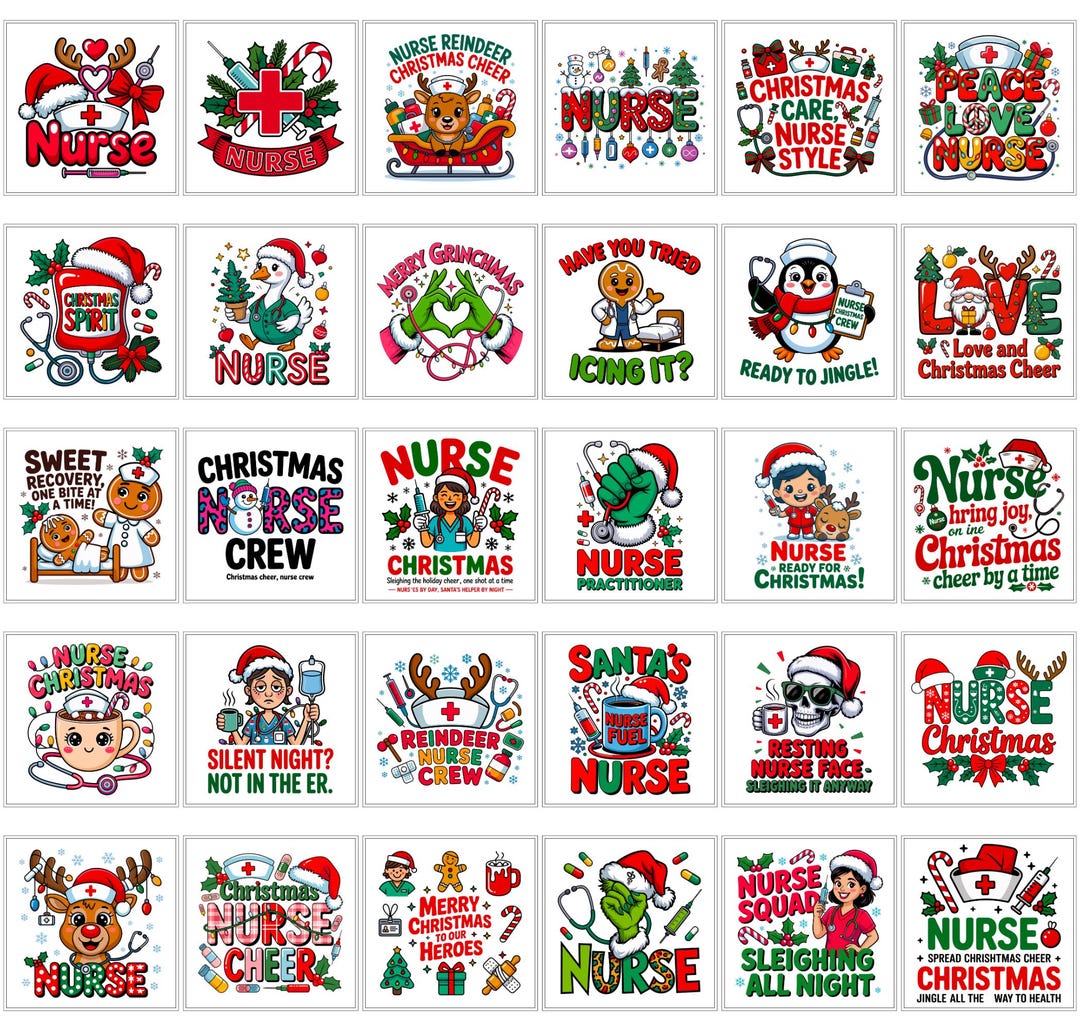 Nurse Christmas SVG Bundle: Holiday Medical Clipart (30+ 14x14 Inches ...