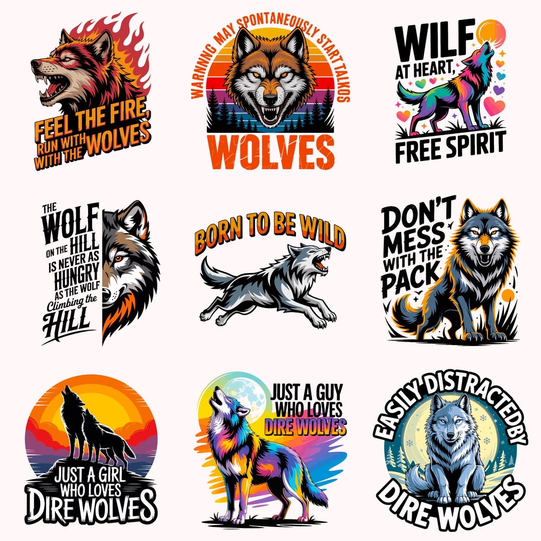 Wolf Lover PNG & SVG Bundle | Funny Quotes Graphics | 14x14 Inch | 300 ...