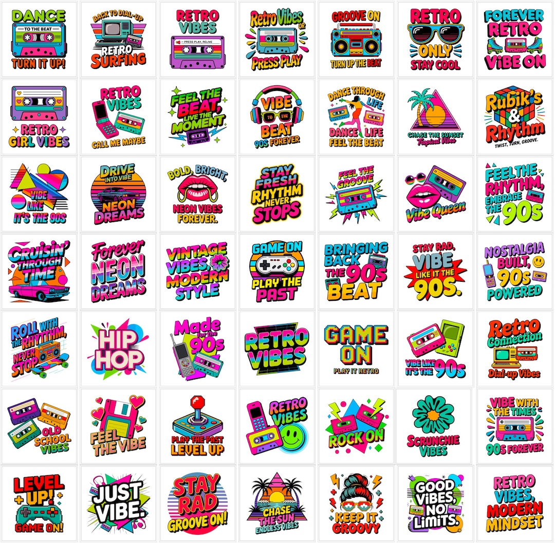 90s Nostalgia Clipart Bundle | 30+ PNG Files | Retro Party & Music ...