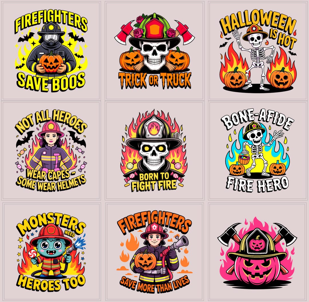 Firefighter Spooky SVG PNG Bundle | Halloween Fireman Shirt Designs ...