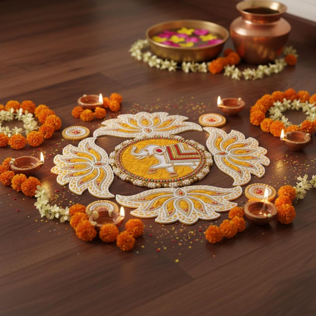 Elephant Lotus Rangoli Decor - Etsy