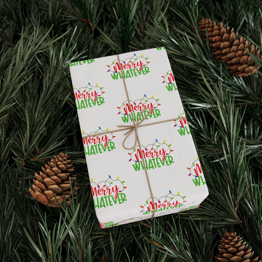 Merry Whatever Wrapping Paper | Holiday Lights Pattern - Etsy