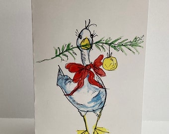 Christmas Goose Card - Etsy