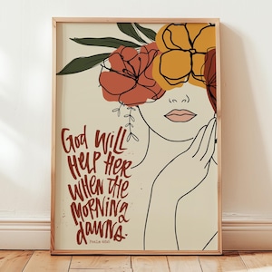 Boho Bible Verse Wall Art, Psalms Girl Print, Christian Decor, Quote ...
