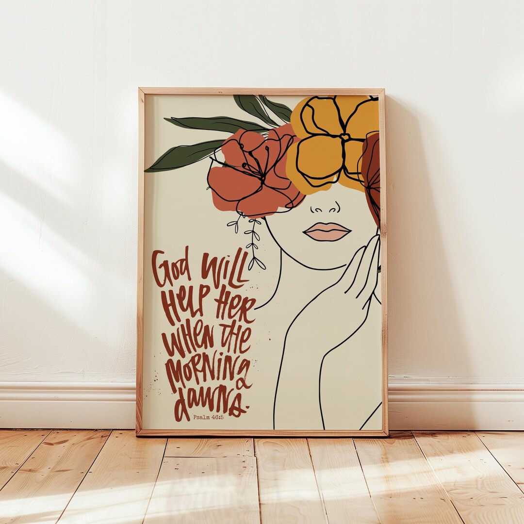 Boho Bible Verse Wall Art, Psalms Girl Print, Christian Decor, Quote ...