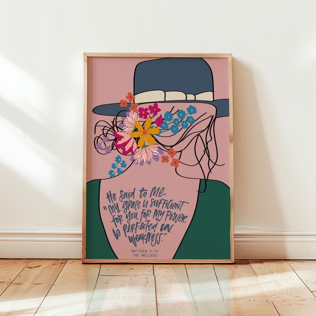 Boho Bible Verse Wall Art, Trendy Girl Print, Christian Decor, Quote ...