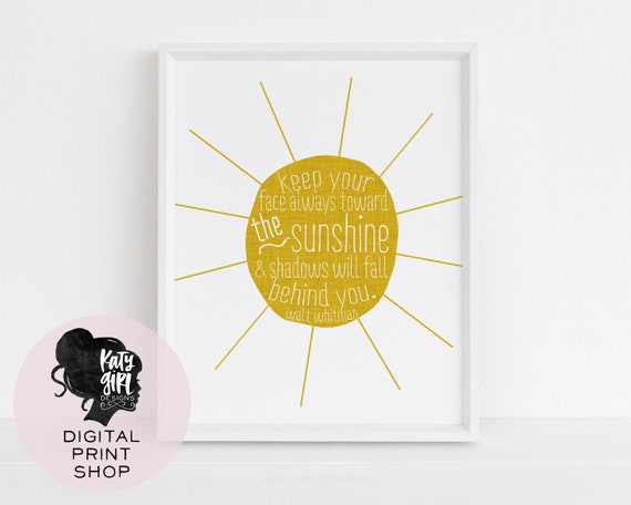 Sunshine Quote Print Hand Lettered Sunshine Quote Typography Art ...