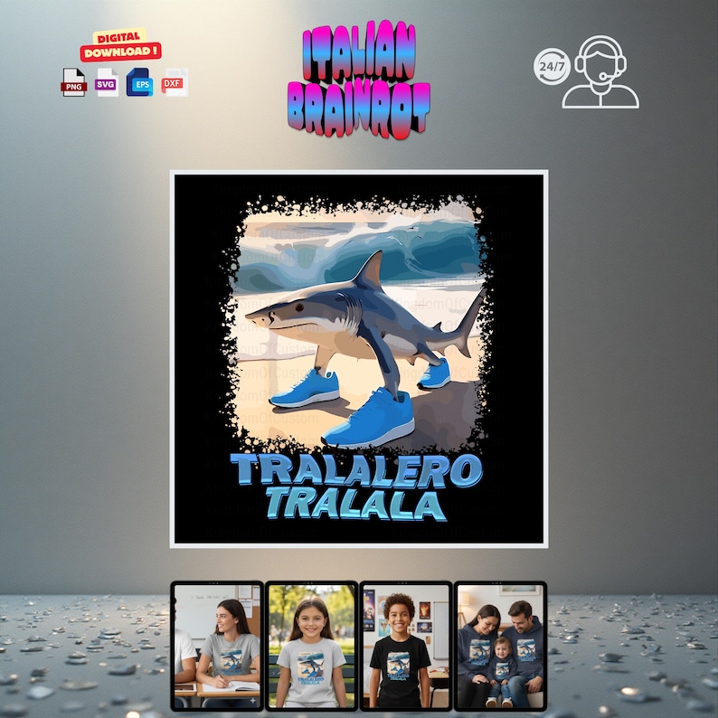 Tralalero Tralala Shark Meme Digital Download Funny Ocean Character Art ...