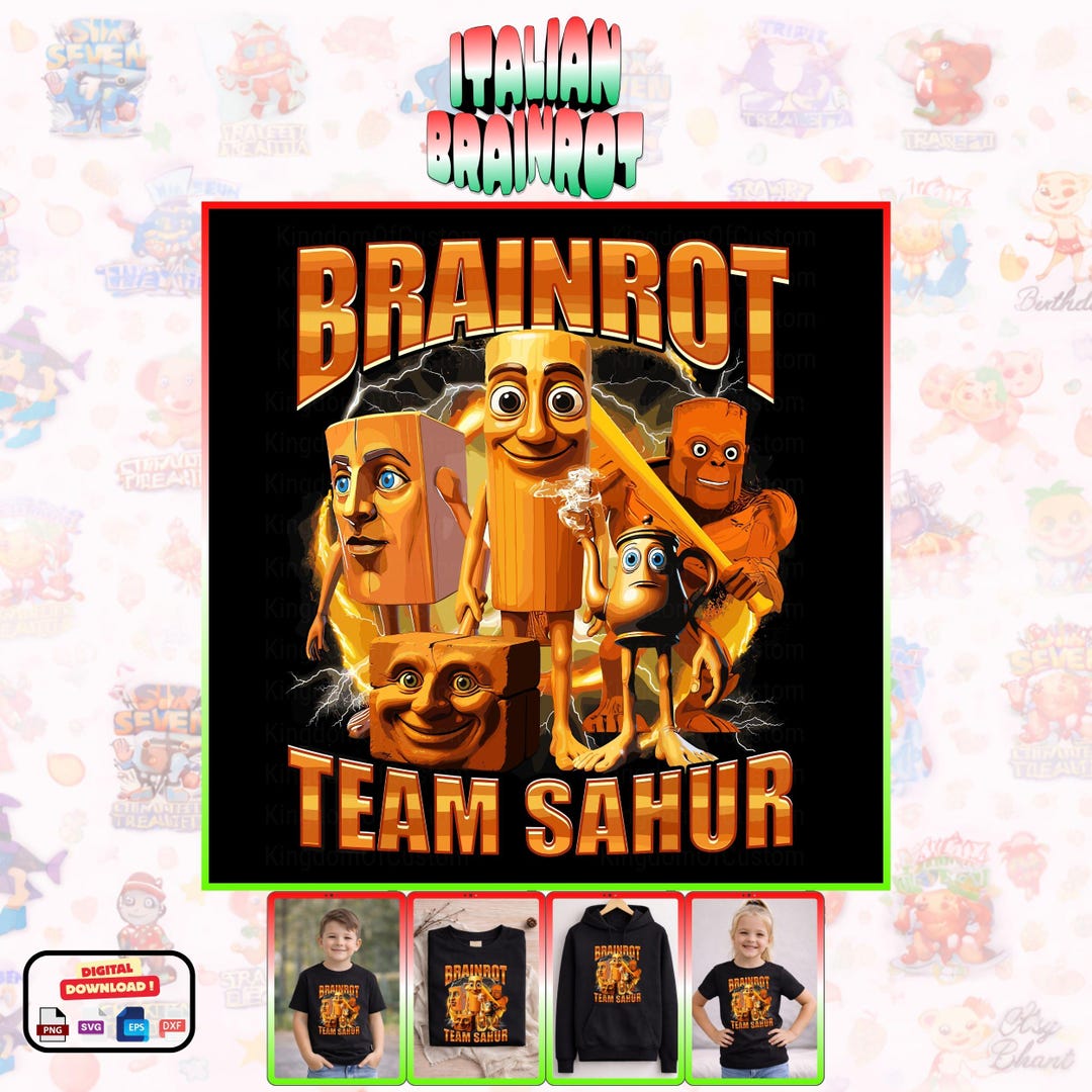 Italian Brainrot Team Sahur PNG SVG Bundle, Meme Character Graphic for ...