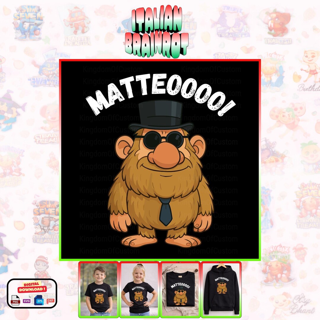 Italian Brainrot 'matteoooo!' Cartoon, Funny Meme Graphic (digital ...