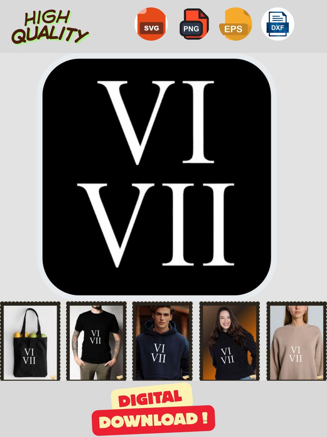 Roman Numeral 6 7 Design: Funny Gen Z Meme (digital Download) - Etsy