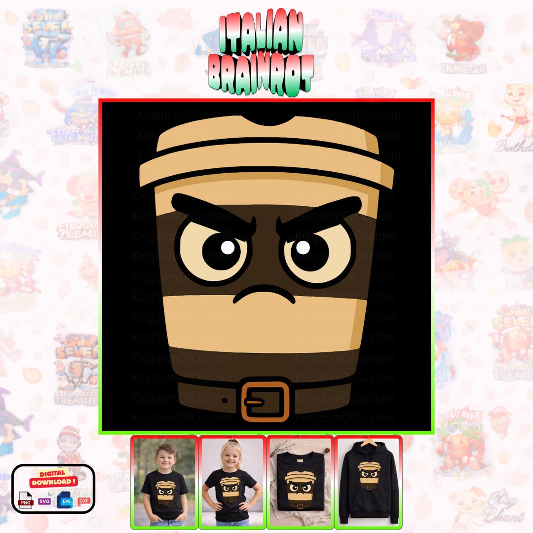Italian Brainrot Angry Coffee Cup SVG PNG, Grumpy Espresso Character ...