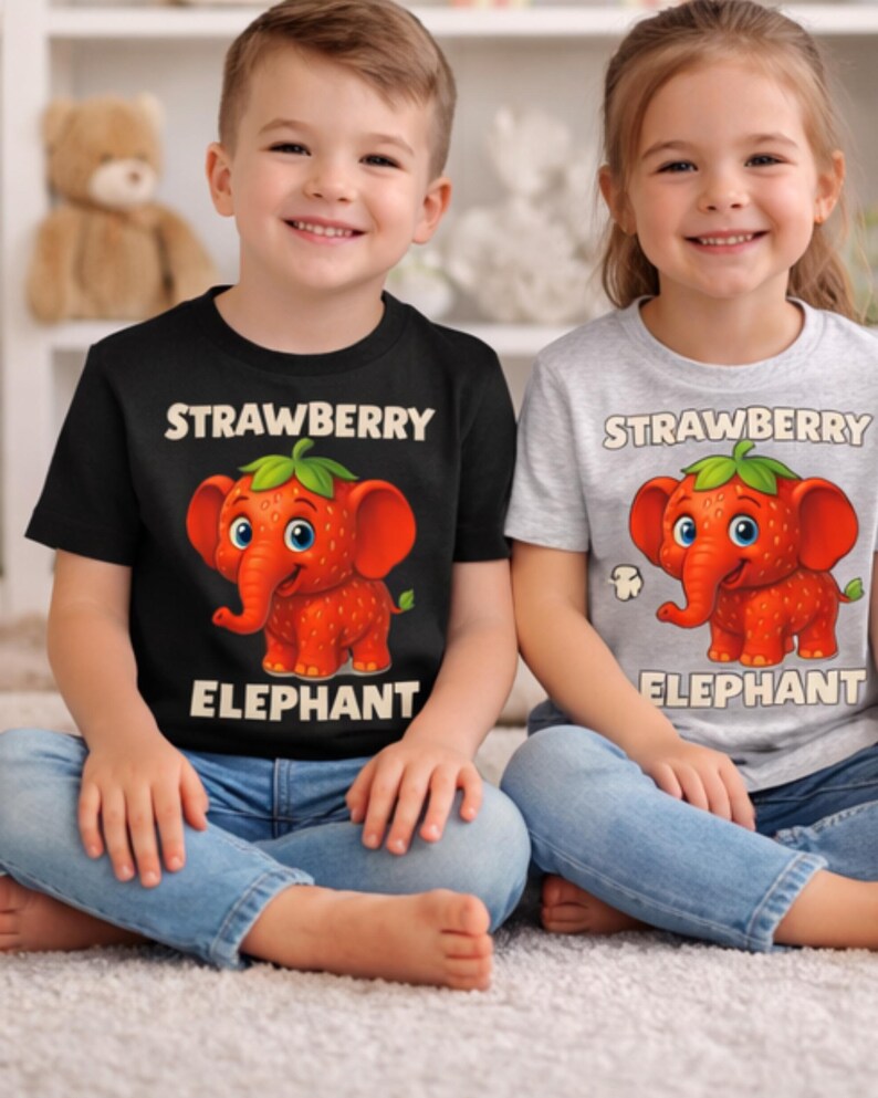 Strawberry Elephant Cartoon Clipart, Kids Nursery Art (PNG Digital ...