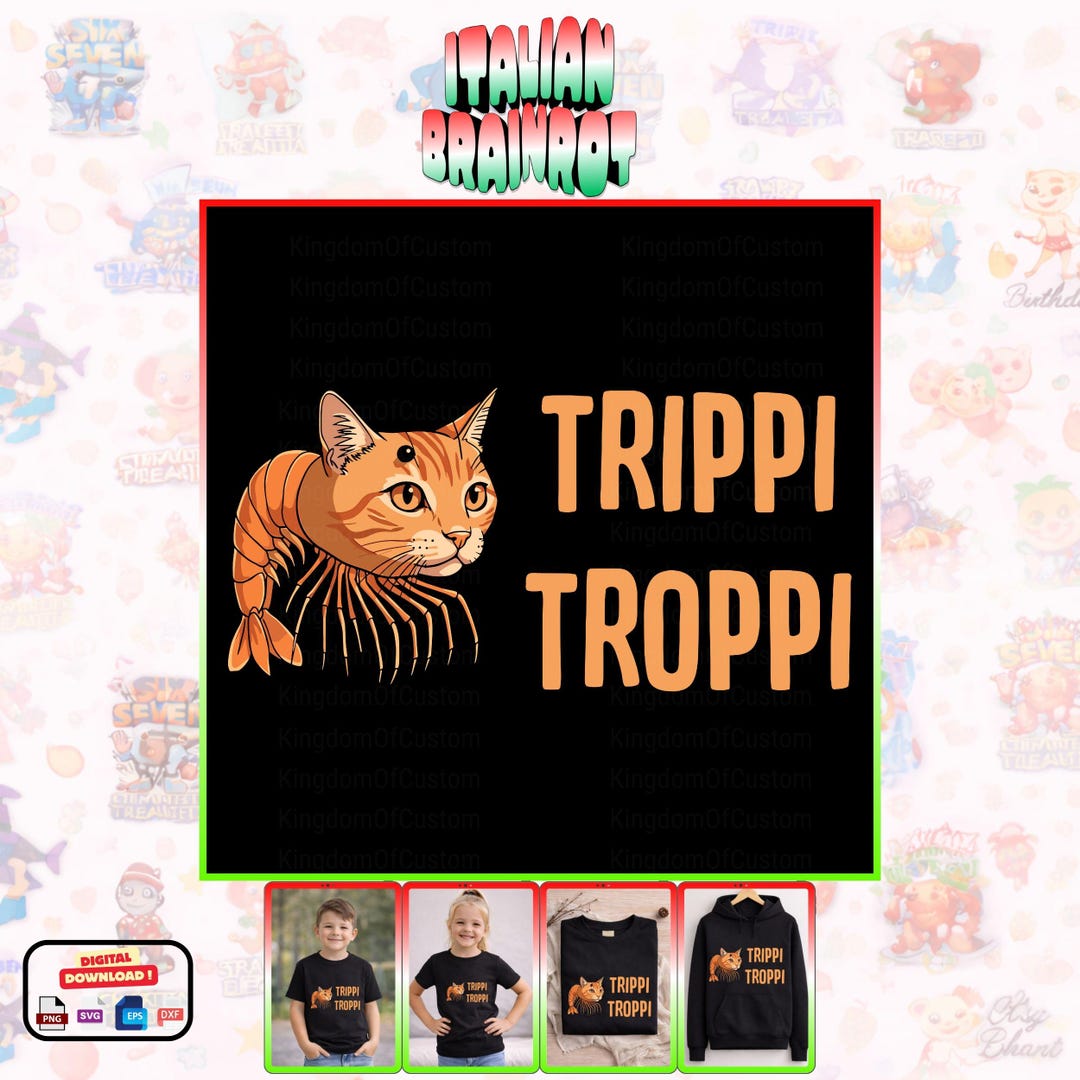 Trippi Troppi Shrimp Cat Meme, Italian Brainrot Design (digital ...