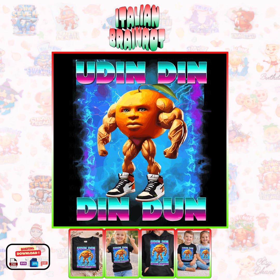 Udin Din Dun Meme PNG Italian Brainrot Muscle Orange Funny Internet ...