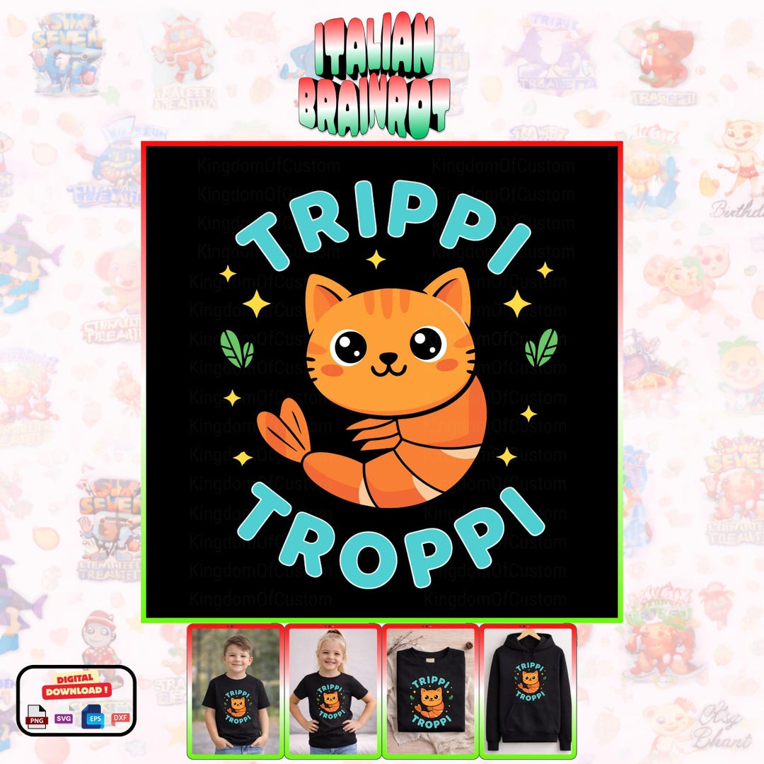 Trippi Troppi Shrimp Cat Clipart, Italian Brainrot Meme (digital ...