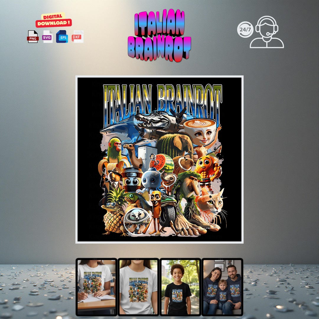 Italian Brainrot Meme Collage Art Print, Surreal Viral Humor (digital ...