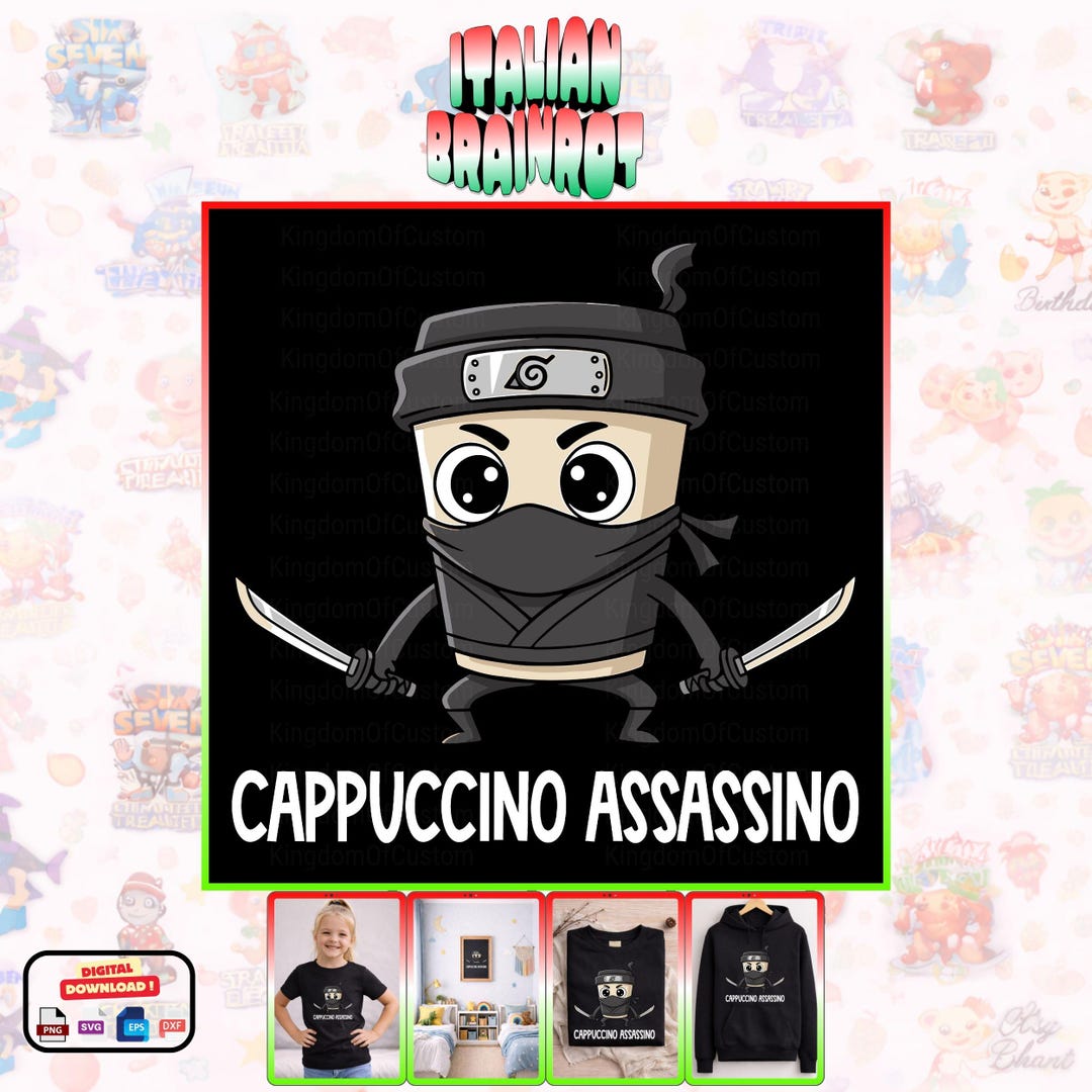 Italian Brainrot Cappuccino Assassino Ninja Coffee Cup Design (digital ...