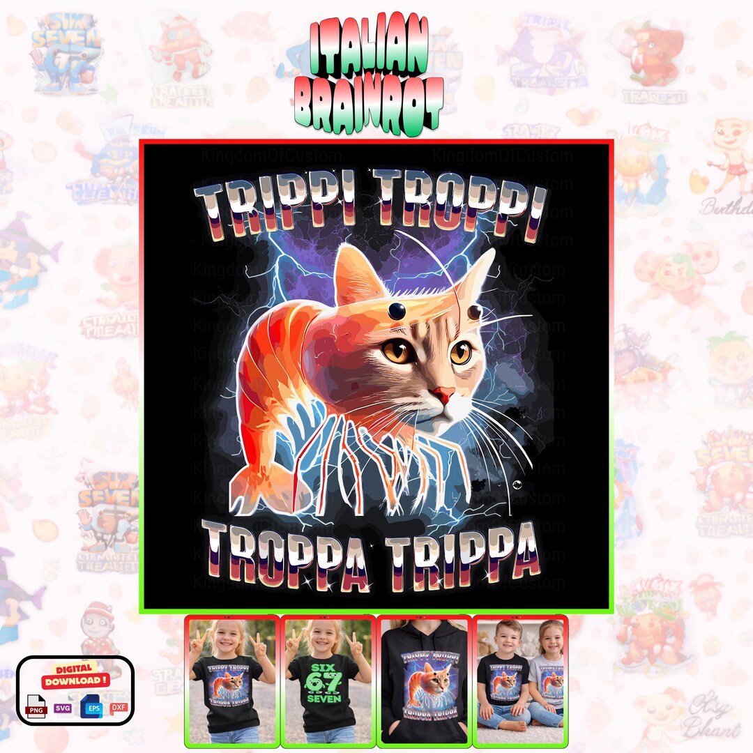 TRIPPI TROPPI Cat Meme Digital PNG Italian Brainrot Art Trippy ...