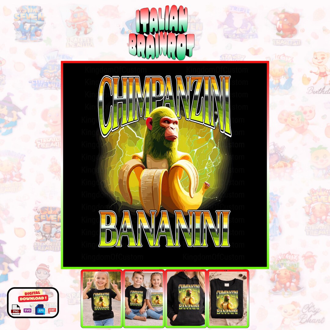 Chimpanzini Bananini Meme PNG Digital Download Funny Monkey Banana ...
