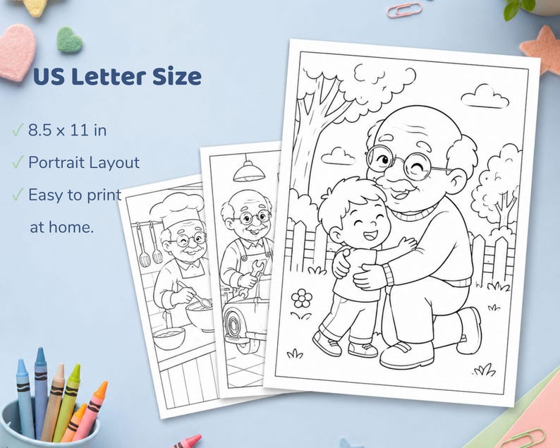 Father’s Day Grandpa Coloring Pages, Printable PDF for Kids, Grandpa ...