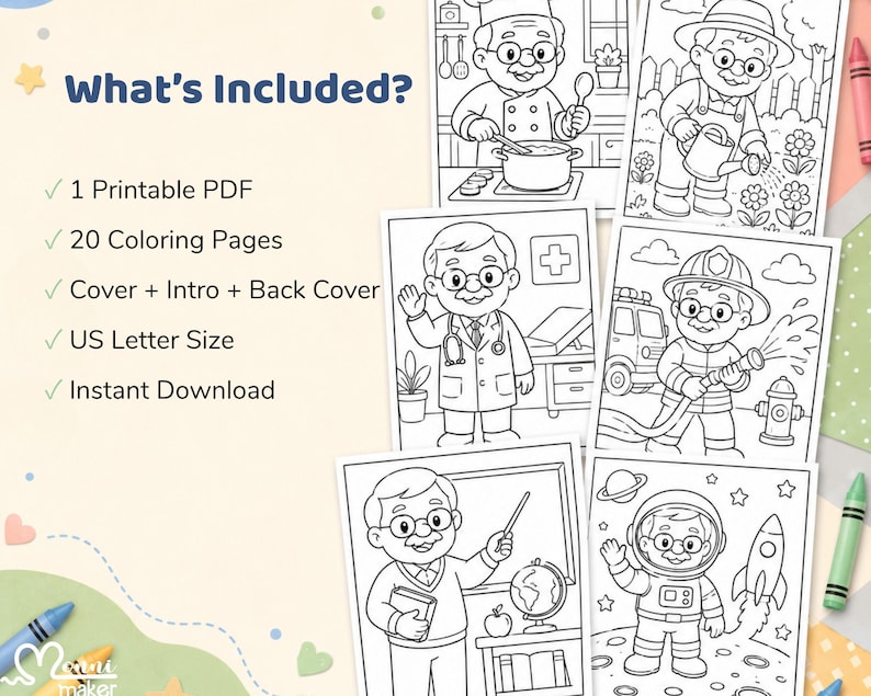 Father’s Day Grandpa Coloring Pages, Printable PDF for Kids, Grandpa ...