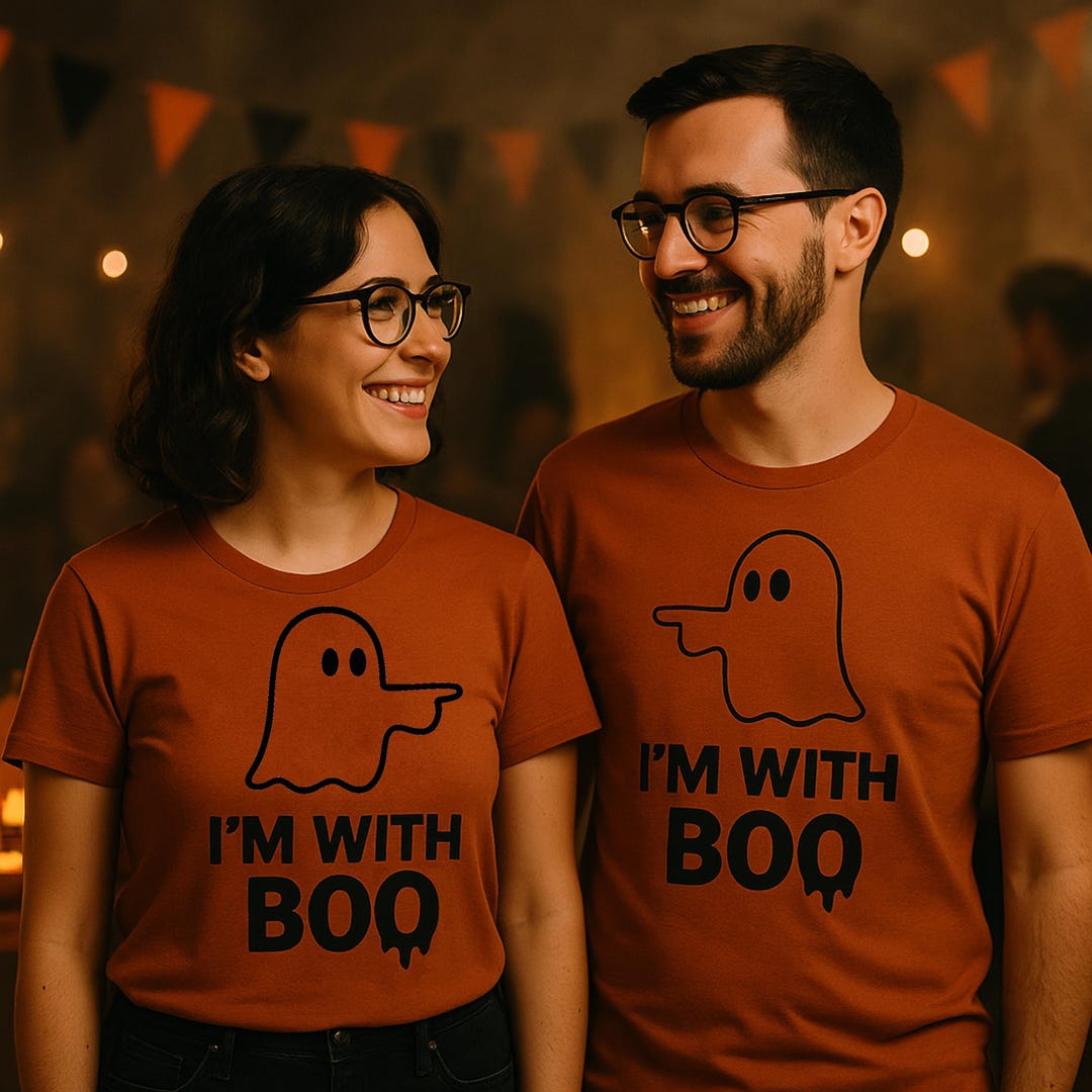 I’m With Boo Matching Shirts – Ghost Pointing Right - Funny Ghost ...