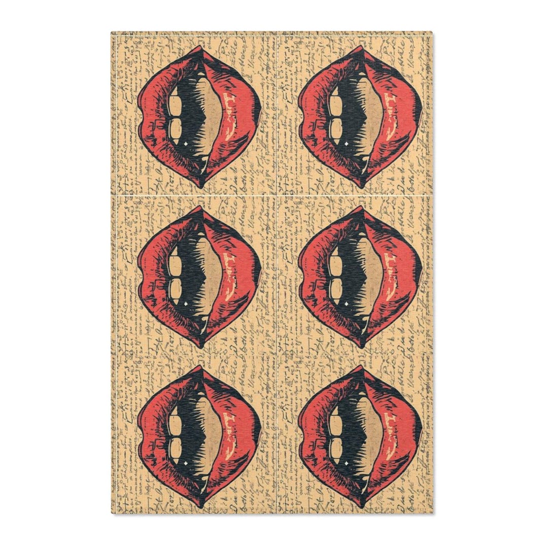 Abstract Red Lips Art Rug: Modern Home Decor (24x36) - Etsy Australia