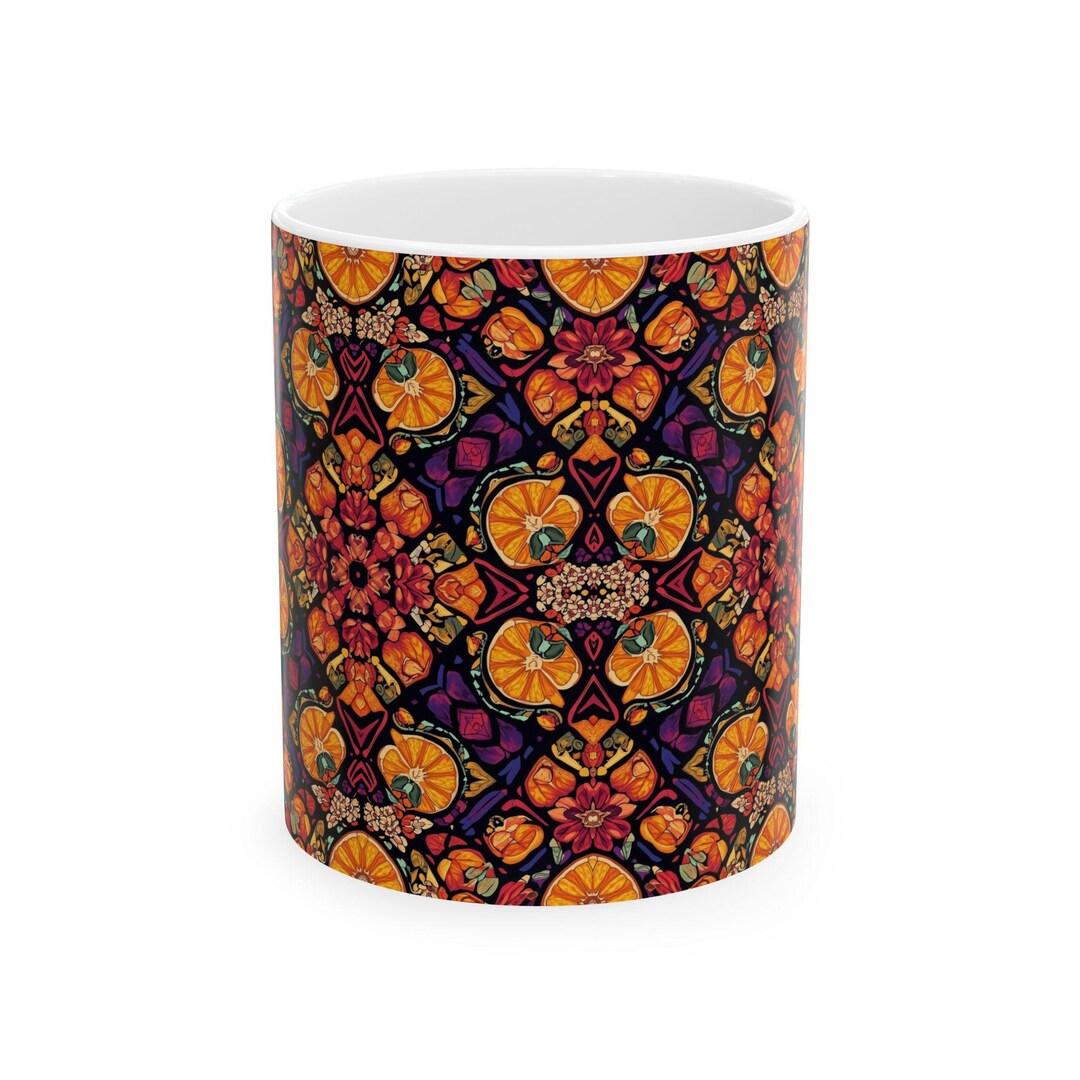 The Citrus Communion Mug Surreal Stained Glass Orange Slice Art Ceramic ...