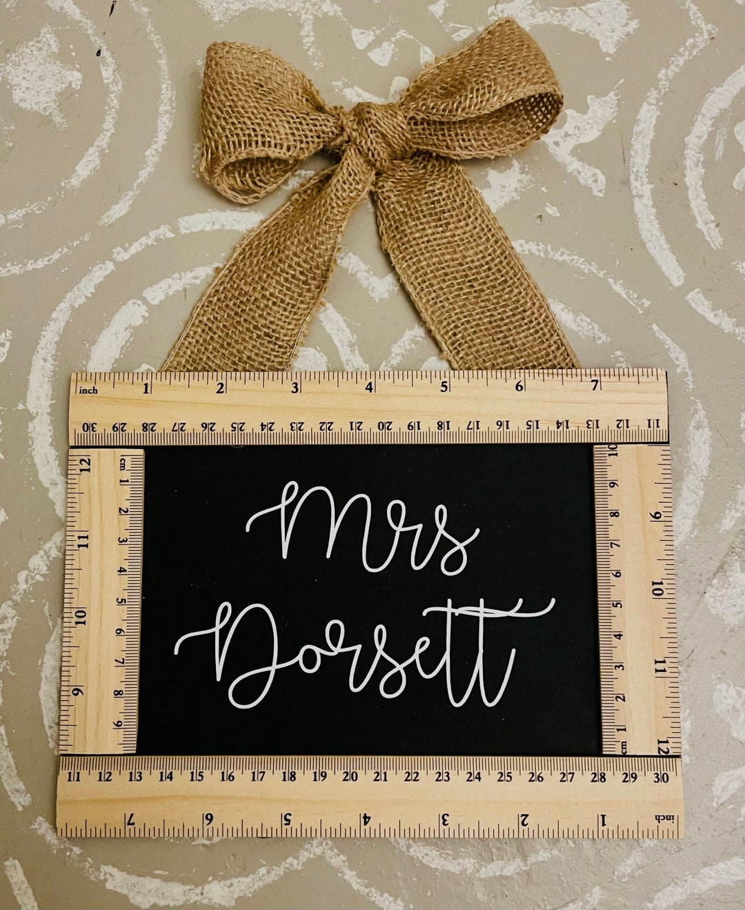 Teacher Gift Door Hanger Classroom Decor Custom Personalized Ruler ...