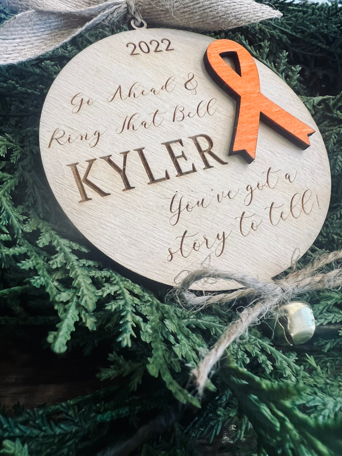 Cancer Ribbon Ring the Bell Chemo Ornament Personalized Engraved Custom ...