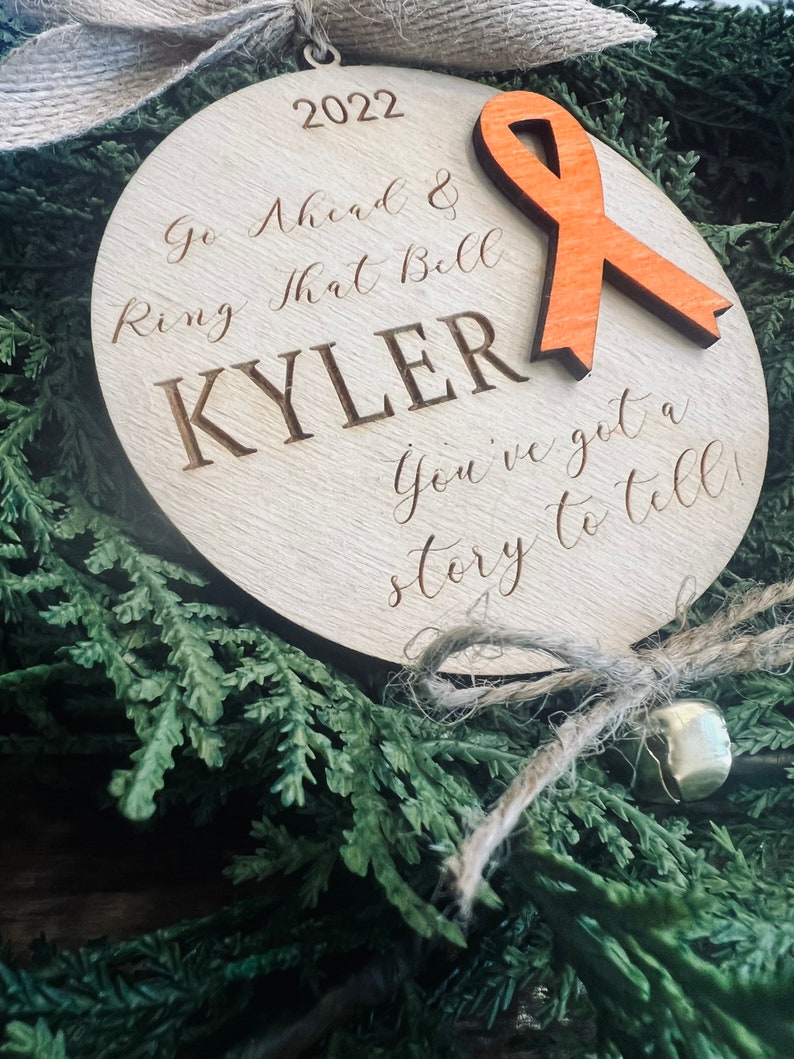 Cancer Ribbon Ring the Bell Chemo Ornament Personalized Engraved Custom ...