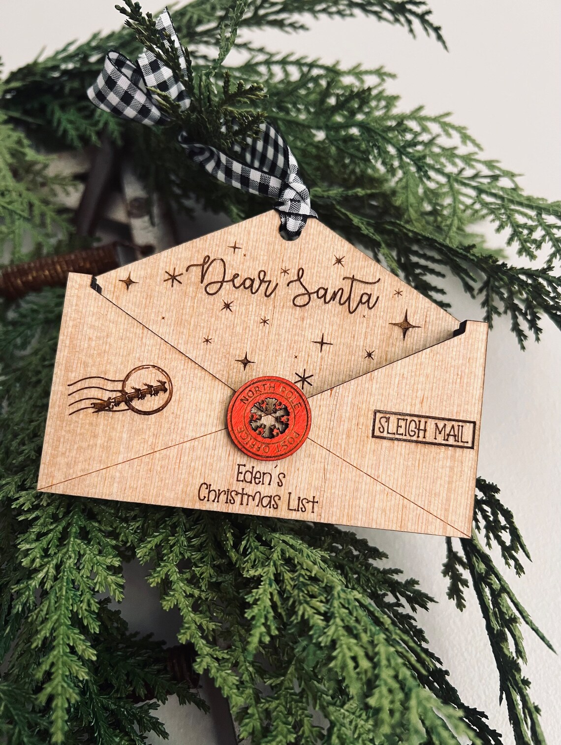 Dear Santa Envelope Ornament Santas List Wooden Personalized - Etsy