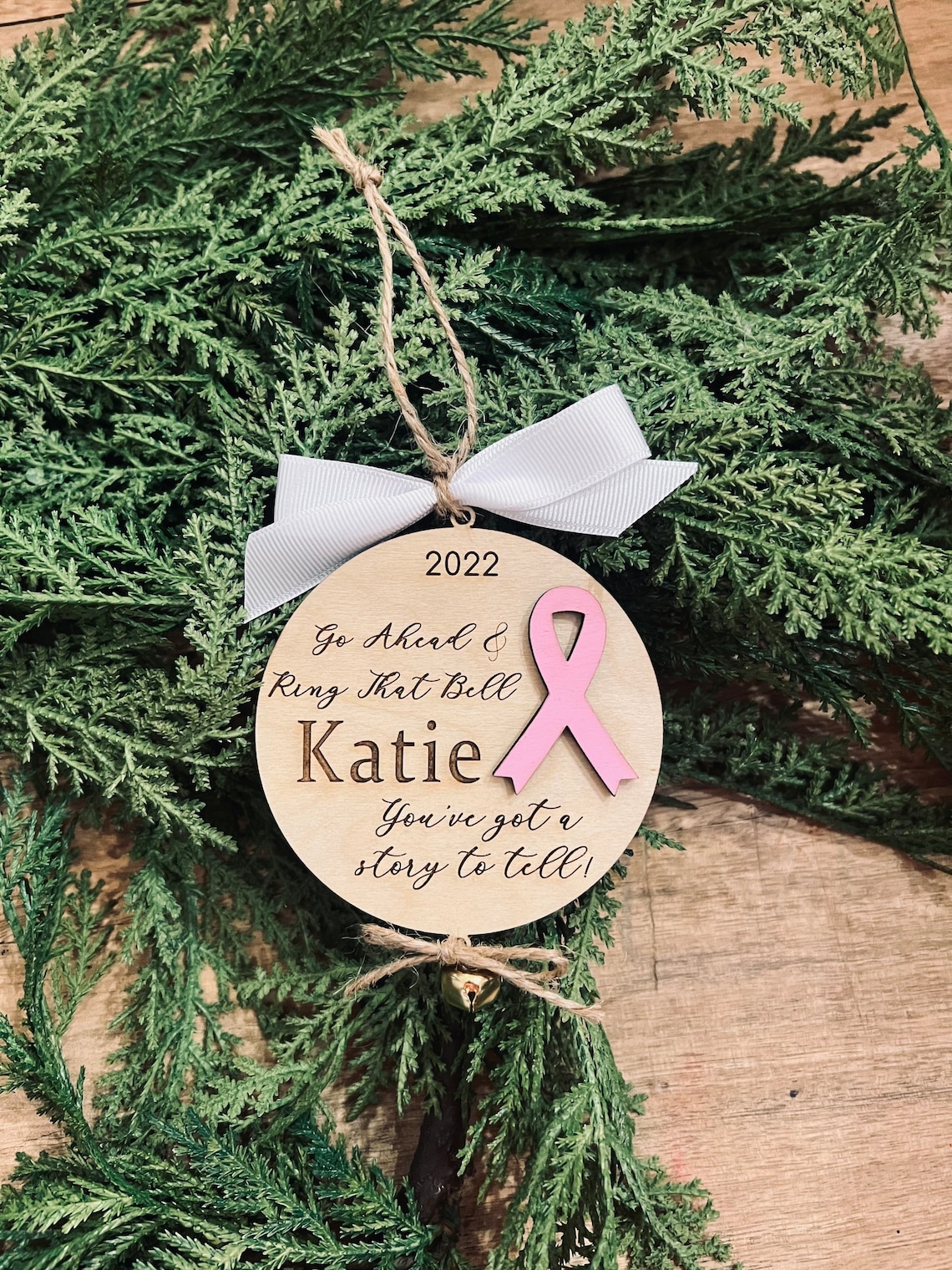 Cancer Ribbon Ring the Bell Chemo Ornament Personalized Engraved Custom ...