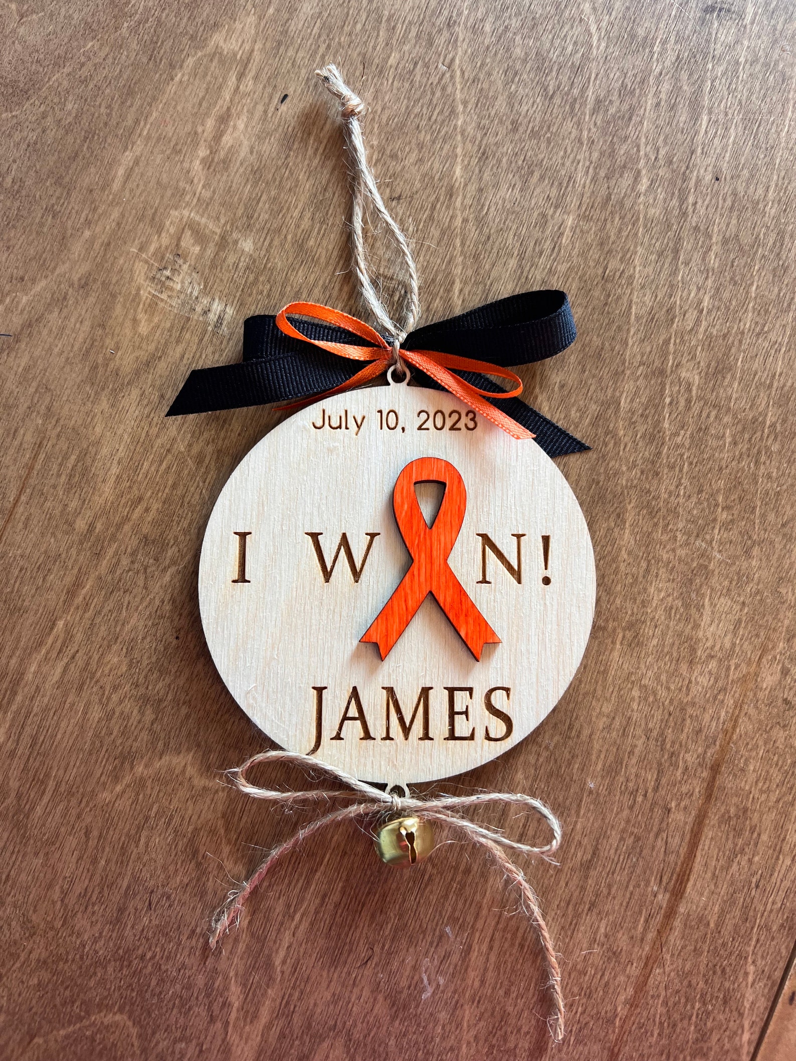 Cancer Ribbon Ring the Bell Chemo Ornament Personalized Engraved Custom ...
