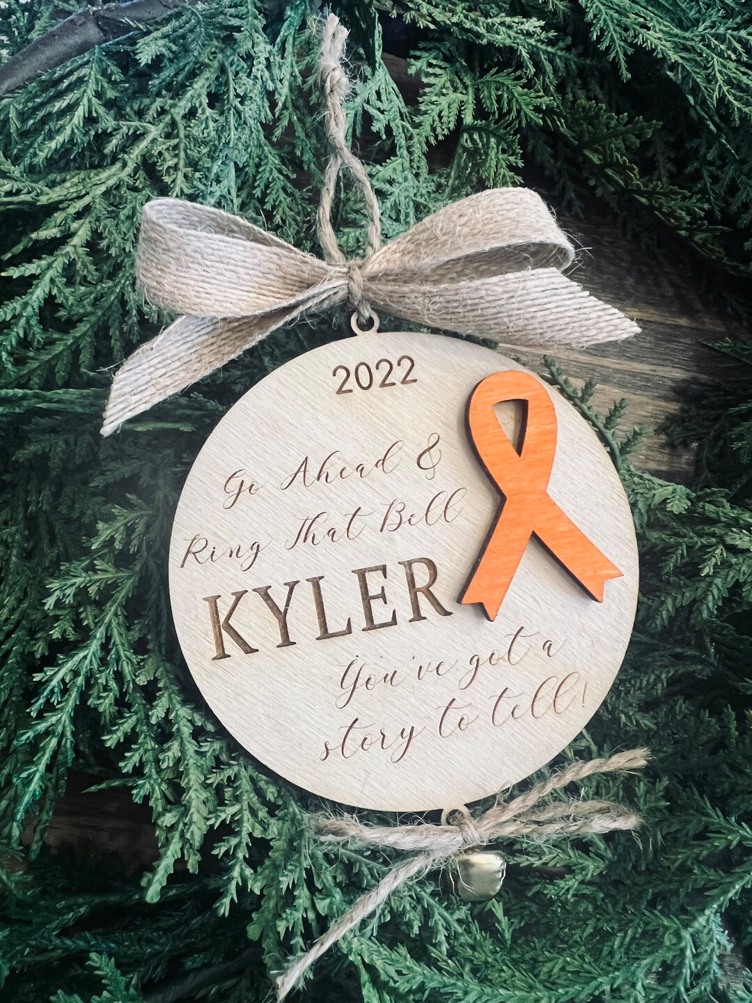 Cancer Ribbon Ring the Bell Chemo Ornament Personalized Engraved Custom ...